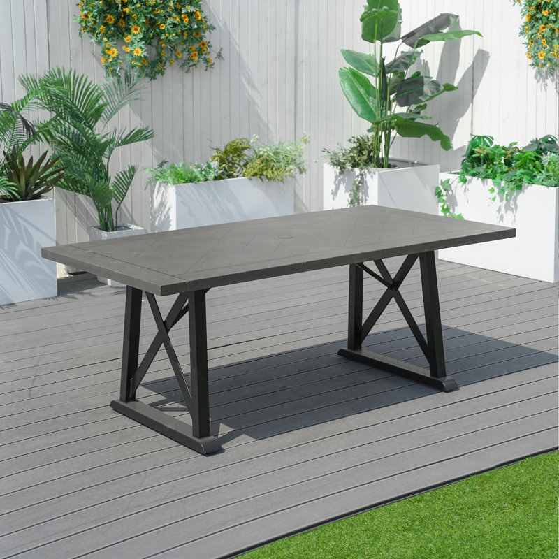 Gracie Oaks Ellean Rectangular 72'' L x 38'' W Outdoor Dining Table | Wayfair